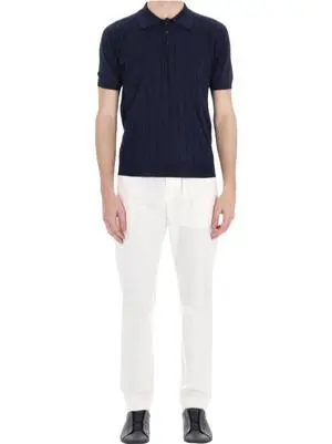 ROBERTO COLLINA Short Sleeved Buttoned Polo Shirt - Blue