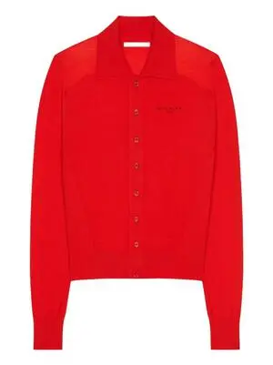Givenchy Long-sleeved Second Skin Effect Knit Polo Cardigan - Red