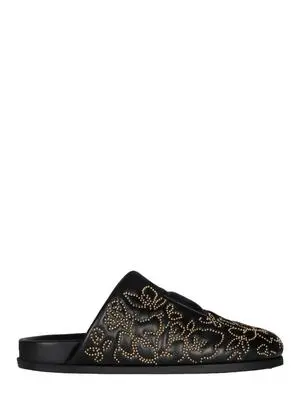 Givenchy Leather Studded Flat Mules - Black/gold