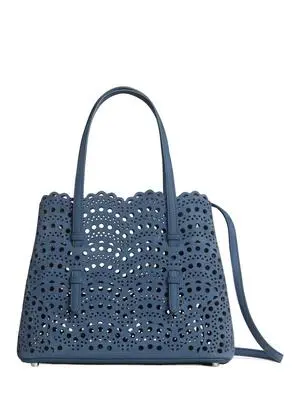 Alaïa Mina 25 Bag In Perforated Nubuck - Blue