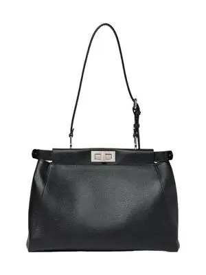 Fendi Medium Peekaboo Bag With Mirror Embellishment - Black