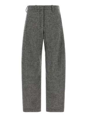 Magda Butrym Herringbone Wool Blend Trousers - Grey