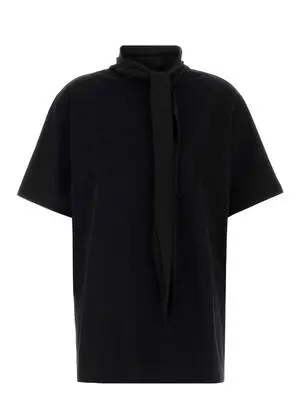 Carven Tie Neck T-shirt - Black