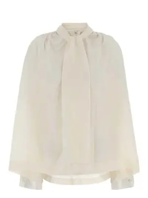 Carven Carven Gathered Scarf Blouse Light Ivory