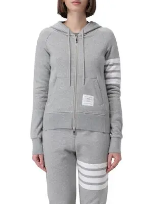 Thom Browne 4-bar Stripe Zipped Cotton Hoodie - Grey