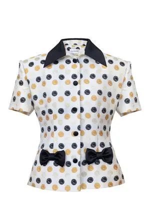 POST MERIDIEM Polka Dot Bow Detailed Jacket - Black