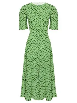 POST MERIDIEM Short Sleeve Buttoned Midi Dress - Green