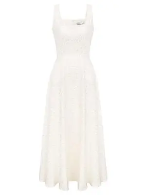 POST MERIDIEM Midi Dress With Sequins And Beads - White