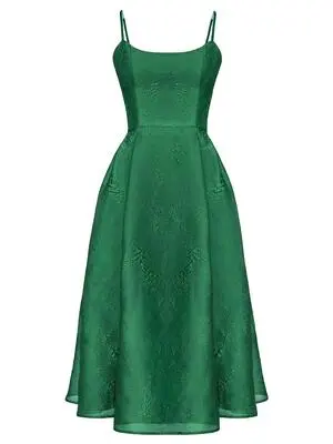 POST MERIDIEM Jacquard Fitted Corset Bustier Dress - Green