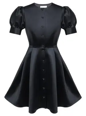 POST MERIDIEM Post Meridiem Button Front Mini Dress Black