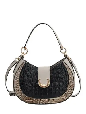 MKF COLLECTION - J'OMOR Jain Croc-embossed Shoulder Bag - Black