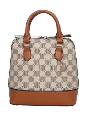MKF COLLECTION - J'OMOR Marjorie Circular Print Satchel Bag - Brown