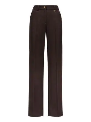 Moncler Wool Gabardine Straight Leg Pants - Brown