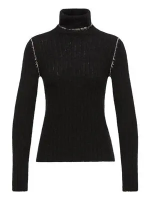 Moncler Wool Blend Ribbed Turtleneck Sweater - Black