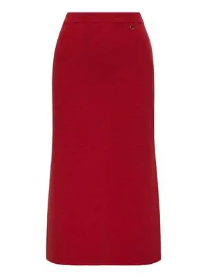 Moncler Wool & Cashmere Blend Midi Skirt - Red