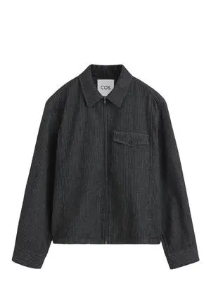 Cos Pinstriped Denim Zip-up Overshirt - Black