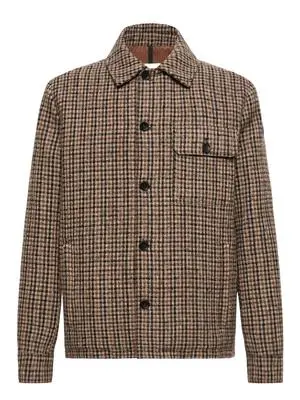 Moncler Norfol Wool Blend Down Shirt Jacket - Brown