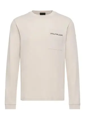 Moncler Logo Cotton Long Sleeve T-shirt - Beige