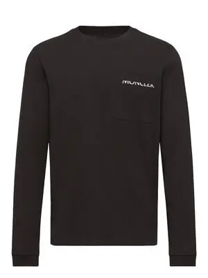 Moncler Logo Cotton Long Sleeve T-shirt - Black