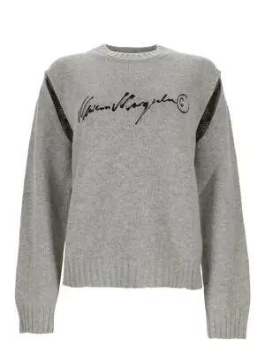 MAISON MARGIELA MM6 Maison Margiela Wool Knit Logo Sweater Grey