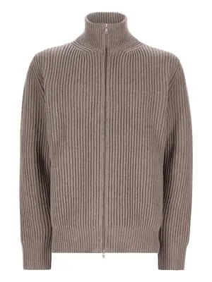 MAISON MARGIELA Ribbed Knit Zip-up Cardigan - Grey