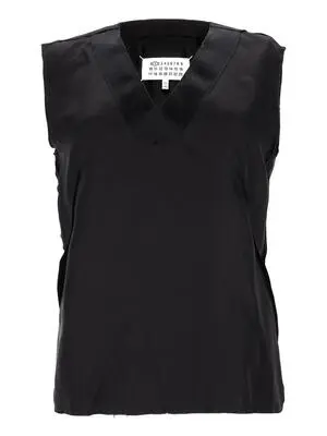 MAISON MARGIELA V-neck Silk Top - Black