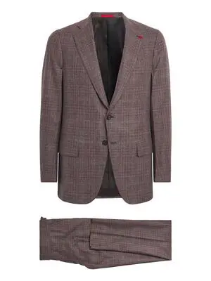 Isaia Cashmere Check Domenico 2-piece Suit - Brown
