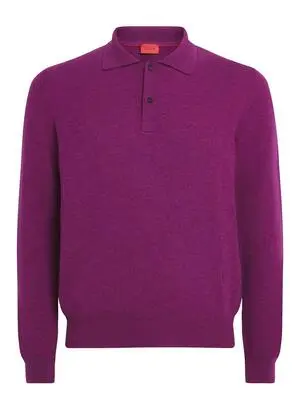 Isaia Cashmere Long-sleeve Polo Shirt - Red