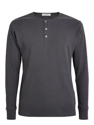 LEMAIRE Cotton-linen Rib-knit Henley T-shirt - Green