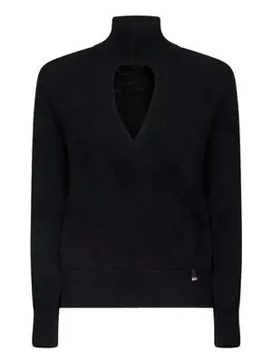 Herno Cut-out Wrap Effect Sweater - Black