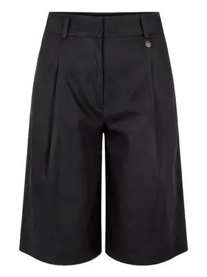 Liu Jo Pleated Logo Plaque Shorts - Black