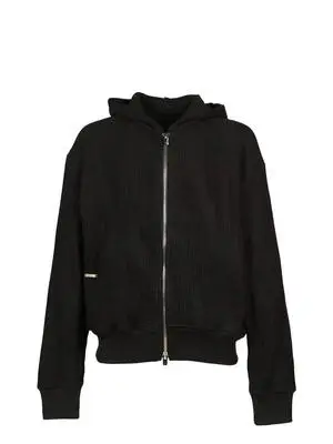 HELIOT EMIL Waffle-knit Full Zip Hoodie - Black