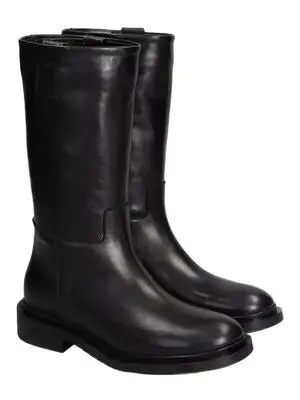 JULIE DEE Knee-high Leather Boots - Black