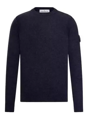 Stone Island Logo-patch Crew-neck Sweater - Blue