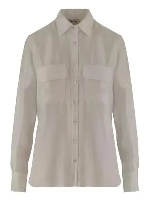 HER SHIRT Silk Flap-pocket Shirt - Neutrals