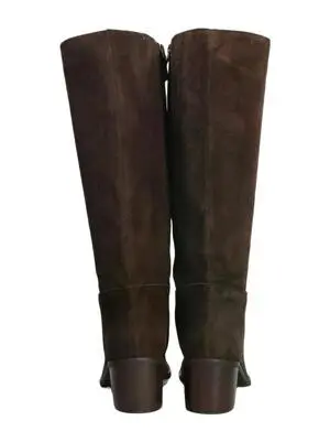 JULIE DEE Suede Block-heel Boots - Brown