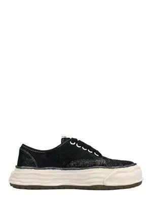 Mihara Yasuhiro Baker 26 Og Sole Glittery Suede Low-top Sneakers - Black