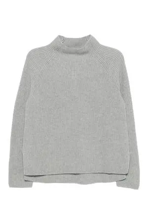 Max Mara Ribbed Knit Raglan Sleeve Sweater - Grey