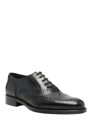 Corneliani Brogue Detail Leather Lace-up Shoes - Black
