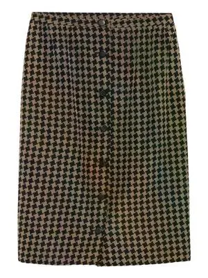 Valentino Garavani Houndstooth-print Button-front Midi Skirt - Brown