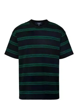 Comme Des Garçons Striped-print Chest-pocket T-shirt - Black