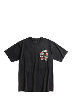 ANTI SOCIAL SOCIAL CLUB Embroidered Rose Kkotch T-shirt - Black