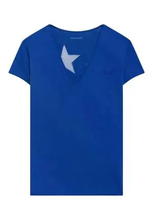 ZADIG&VOLTAIRE Zadig&Voltaire Fishnet Star-Patch V-Neck T-Shirt