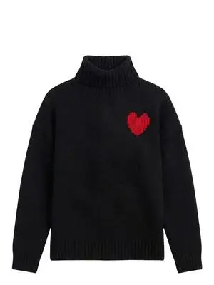 CHINTI & PARKER Chinti & Parker Heart Intarsia Roll-Neck Sweater