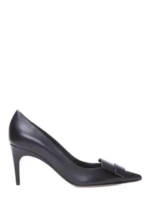 SERGIO ROSSI Pointed-toe Pumps With Bow Detailing - Black