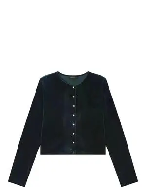 TOUT A COUP Tout À Coup Velvet Press-stud Cardigan - Blue