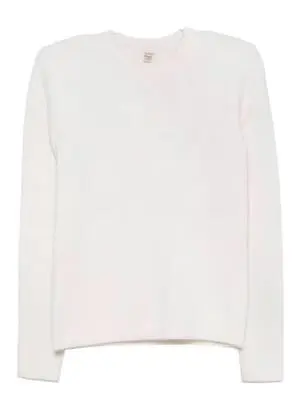 TOTEME Crew Neck Long Sleeve Sweater With Padded Shoulders - Neutrals