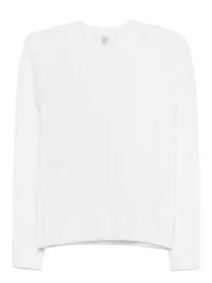 TOTEME TOTEME Crew Neck Long Sleeve Sweater With Padded Shoulders Neutrals
