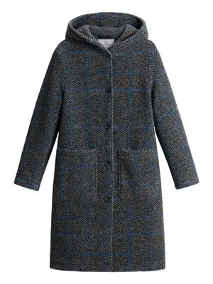 Woolrich Gentry Plaid Hooded Coat - Grey