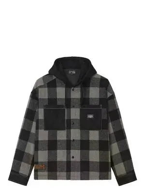 Izzue Check Hooded Jacket - Black